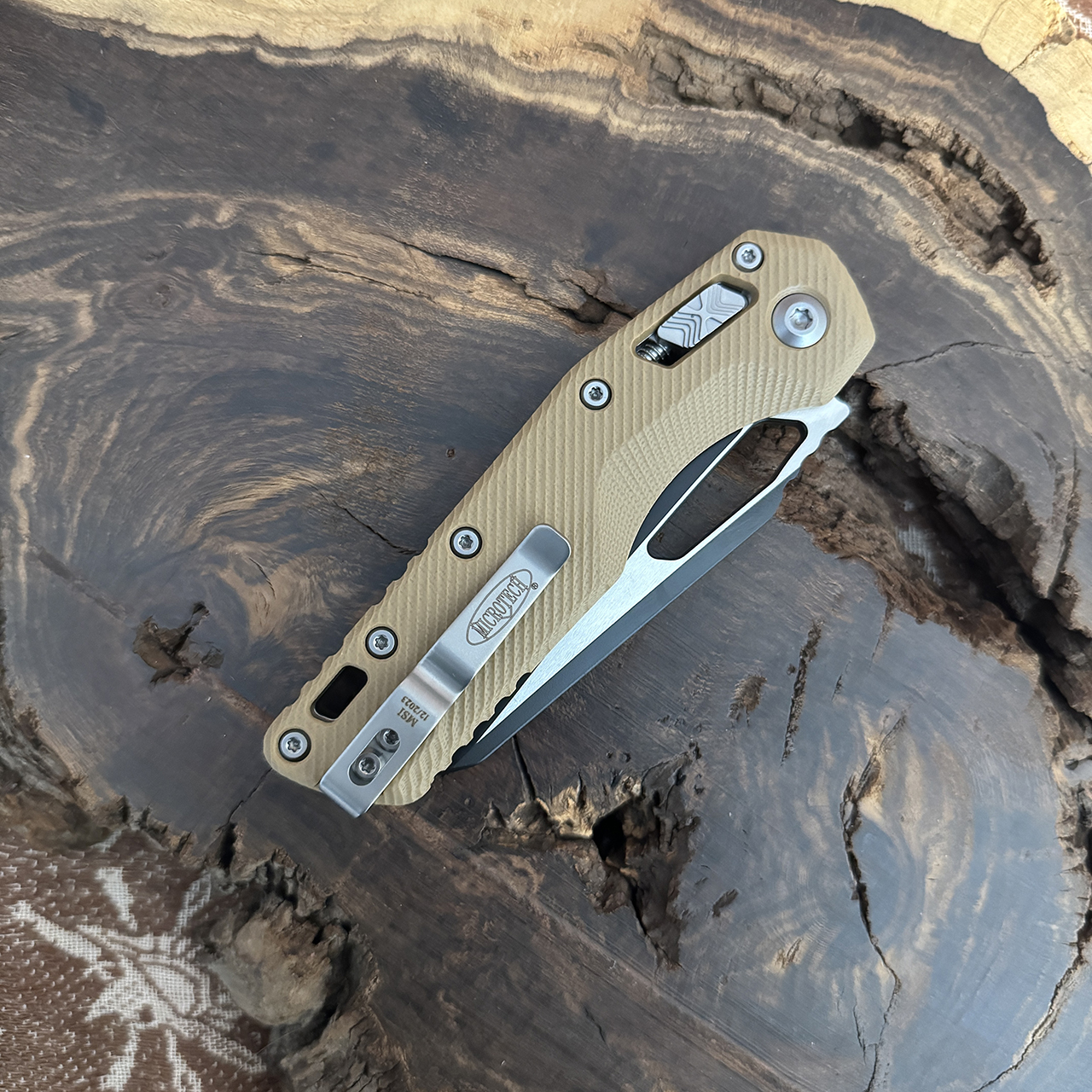 Microtech MSI RAM-LOK S/E Fluted Tan G-10 Handle Black Standard Blade ...