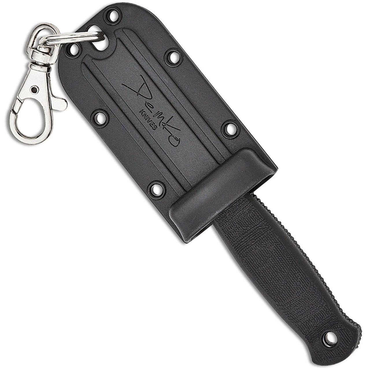Demko Armiger 2 Fixed Blade Neck Knife Black Handle Satin Serrated ...
