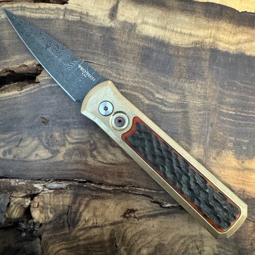 Pro-Tech Godson Custom Brass Handle w/ Jigged Bone Inlay Chad Nichols ...
