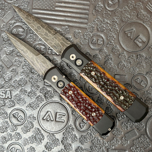 Pro Tech Godfathergodson Set 2006 Custom Satin Black Handle With Amber