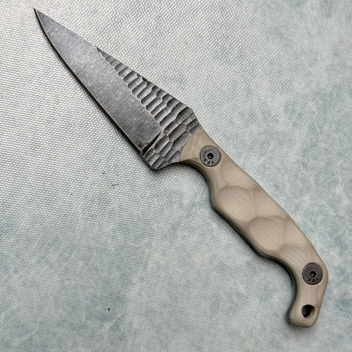 Stroup Knives Mini Fixed Blade Tan G10 Handle Dark Acidwashed Blade ...