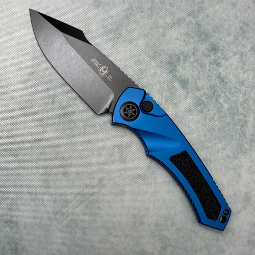 Heretic Knives Pariah Auto Blue Handle w/ Black Grip Inlays DLC Blade ...