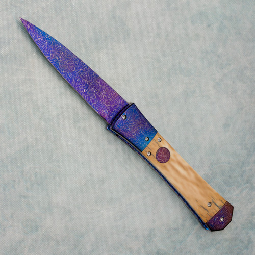 Vallotton Custom Bent Dagger Dual Action Mammoth Ivory Handles Fracture ...