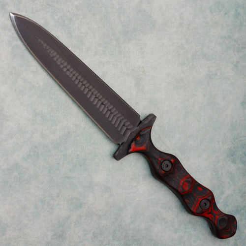 Stroup Knives Dagger Custom Fixed Blade Red/Black G10 Handle Black ...