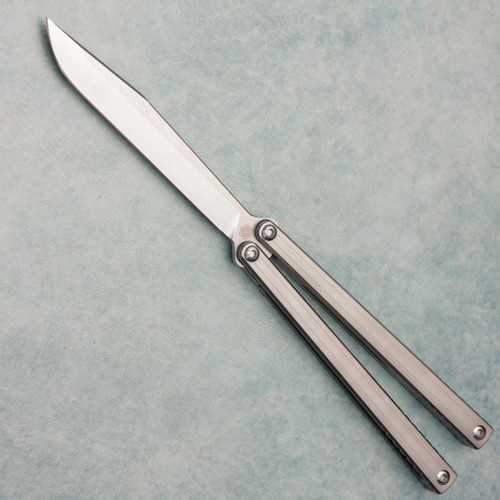 MachineWise Opus Serif Balisong Zirblast Titanium Texture Handle ...