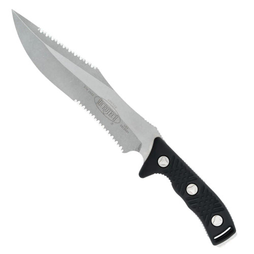 Microtech Arbiter Fixed Blade Black G-10 Stonewash Full Serrated 104-12 ...