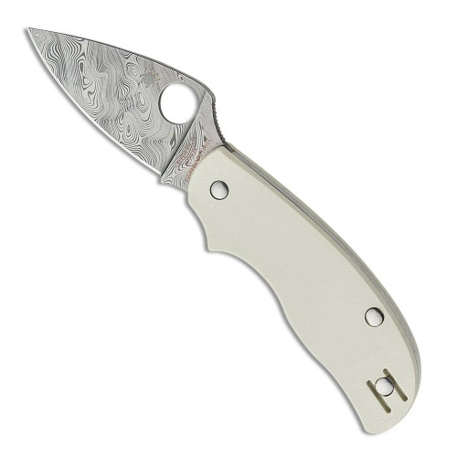 Spyderco Urban Slip Joint Ivory G10 Handle Damasteel Blade Sprint Run ...