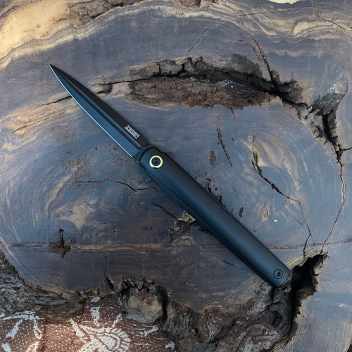 Zieba Knives Six Frame Lock Black Titanium Handle Black MagnaCut Dagger ...