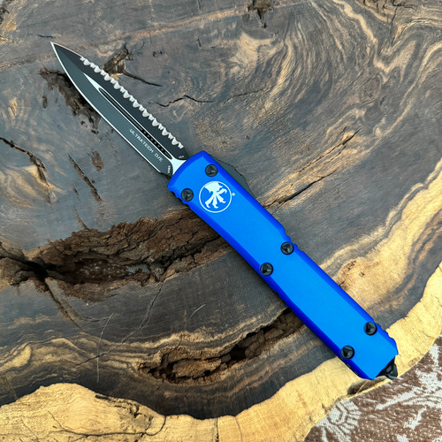 Microtech Ultratech D/E Blue Black Full Serrated 122-3BL | American ...