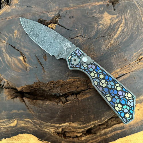 Pro-Tech Strider PT+ Auto Chipped Metal Unique Anodized Titanium Handle ...