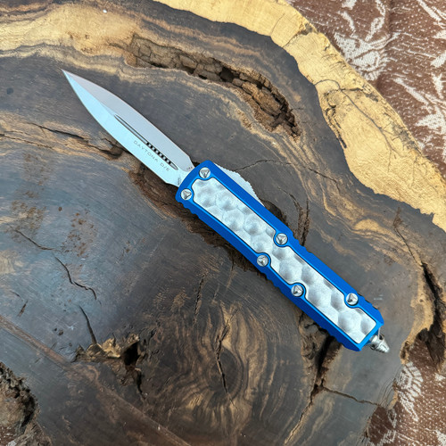 Microtech Daytona D/E Bubble Inlay Blue Handle Stonewash Standard Blade ...