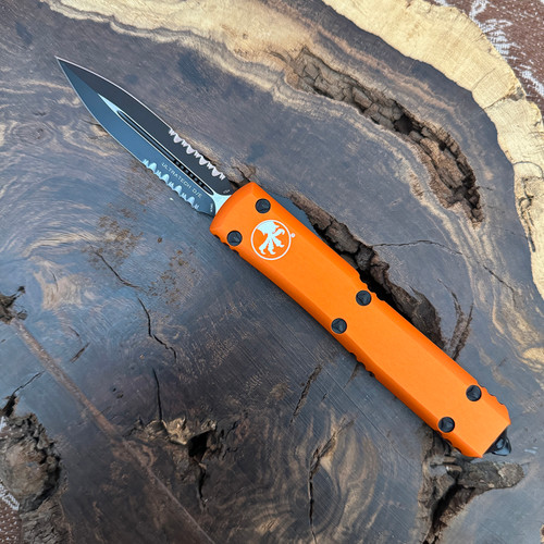 Microtech Ultratech D/E Orange Black Serrated 122-2OR | American Edge ...