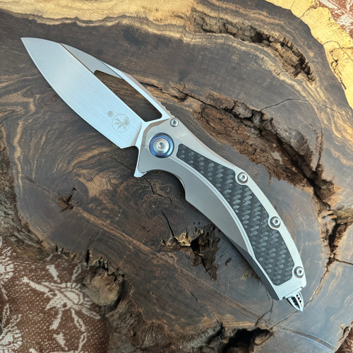 Microtech Matrix S/E Titanium Handle Carbon Fiber Inlay w/ Blue ...