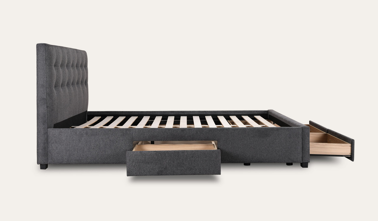 Emily Upholstered Bed With Storage Drawers Focus On Furniture