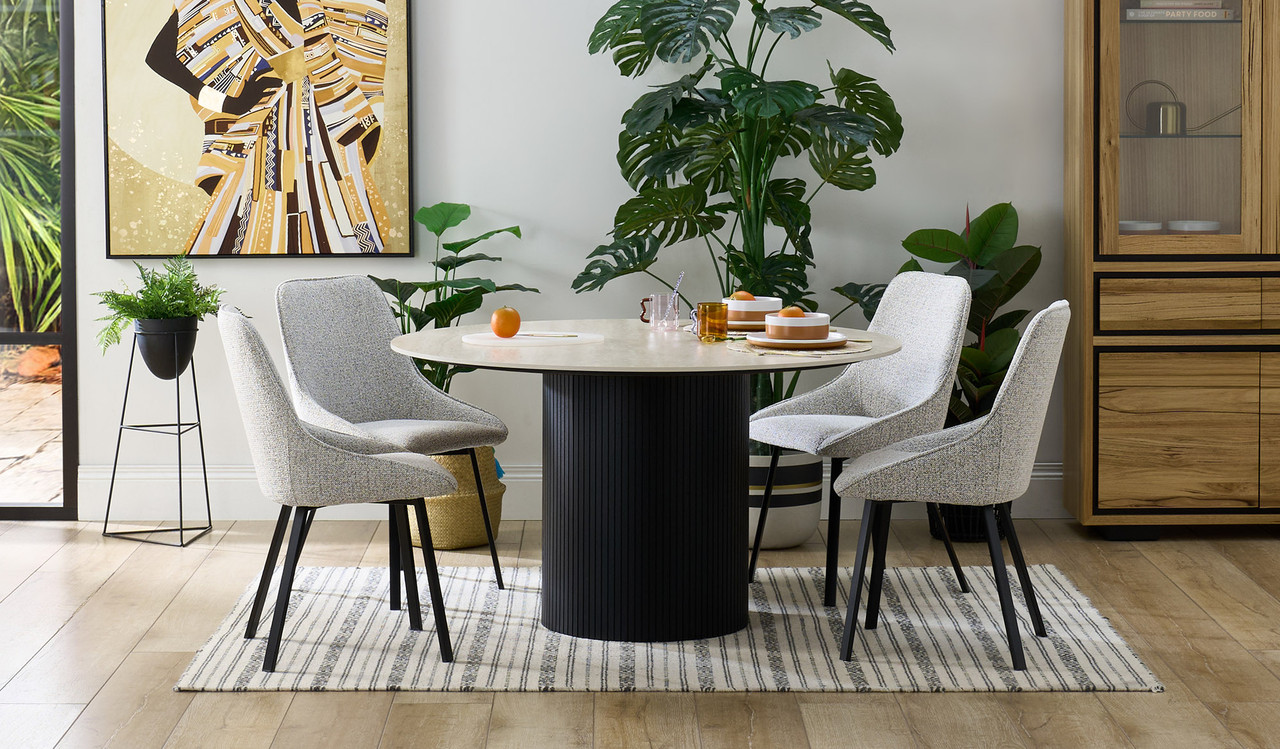 Caspian travertine top dining table | Focus on Furniture