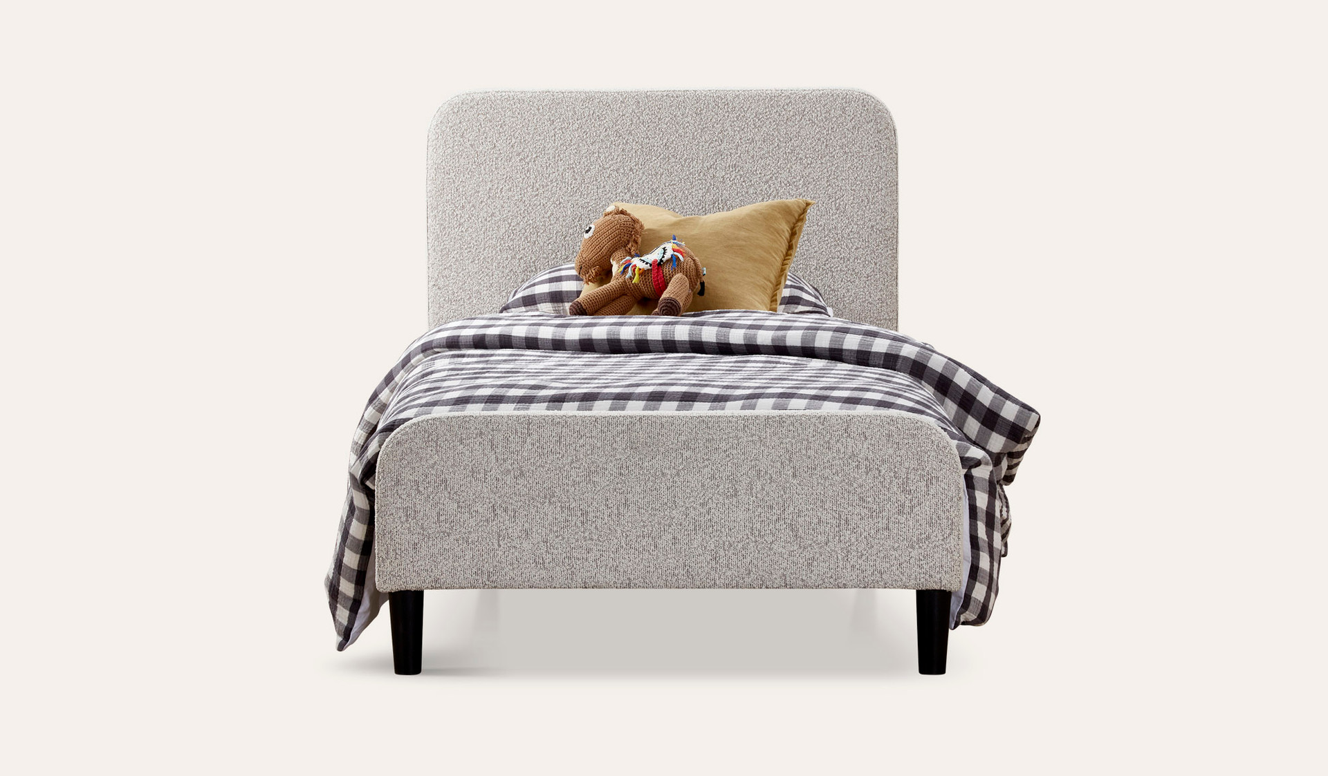 Coby single and king single boucle fabric bed | Focus on Furniture