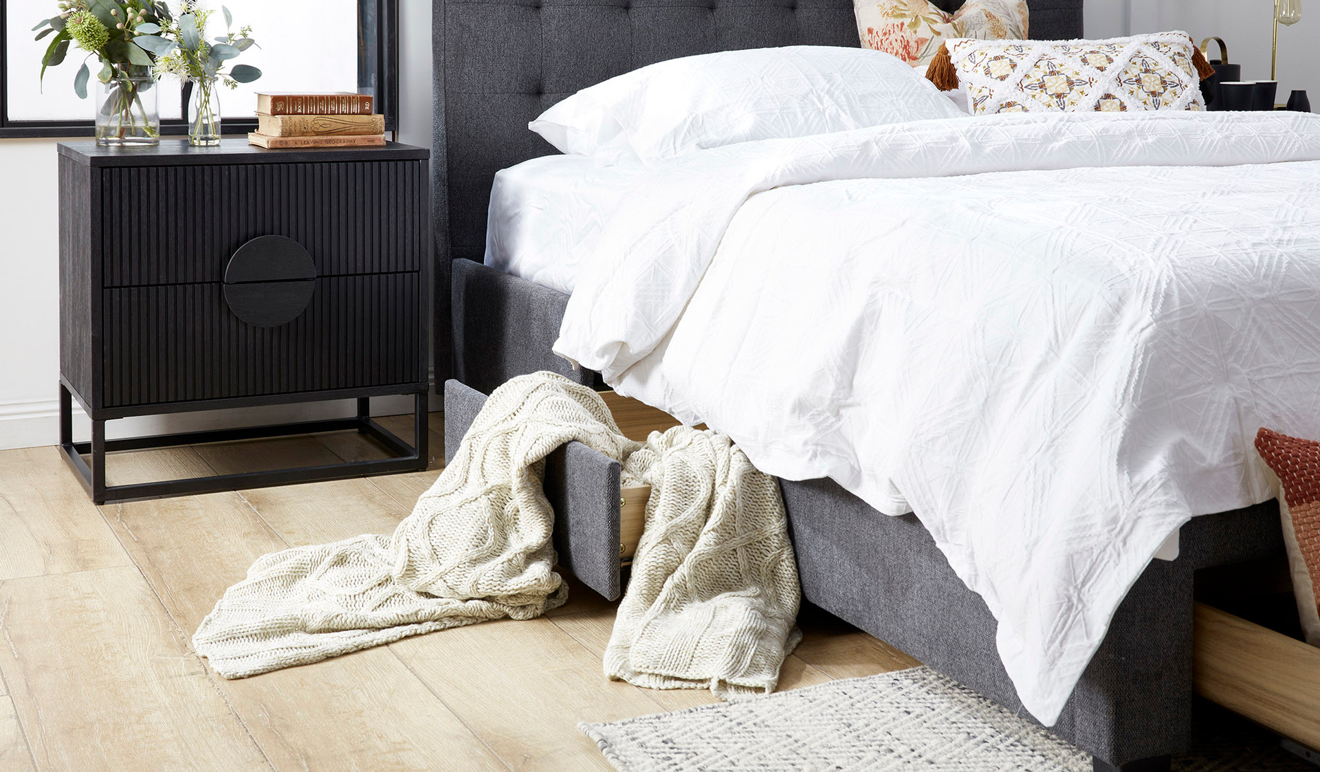 Emily upholstered bed with storage drawers | Focus on Furniture