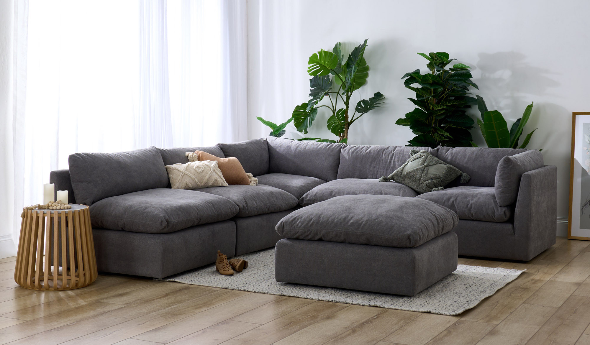 Chadwick 6 pce modular corner lounge includes ottoman | Focus on Furniture