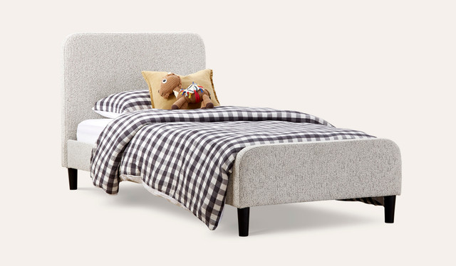 Coby single and king single boucle fabric bed | Focus on Furniture