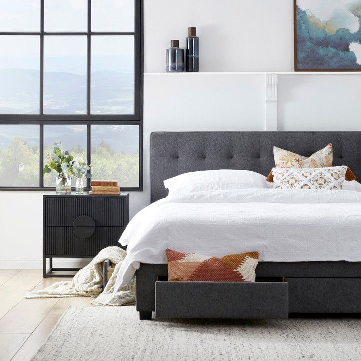 Emily upholstered bed with storage drawers | Focus on Furniture