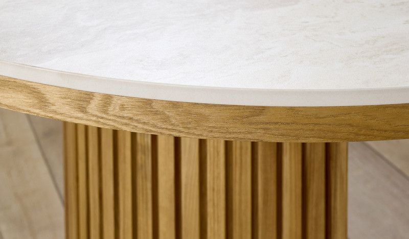 Eclipse travertine top dining table | Focus on Furniture