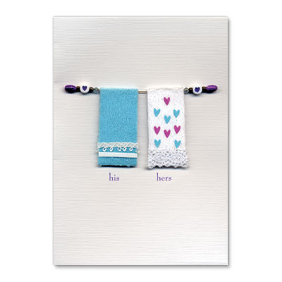 Two Towels On Rack Engagement Card | Papyrus | The Penguin Gallery