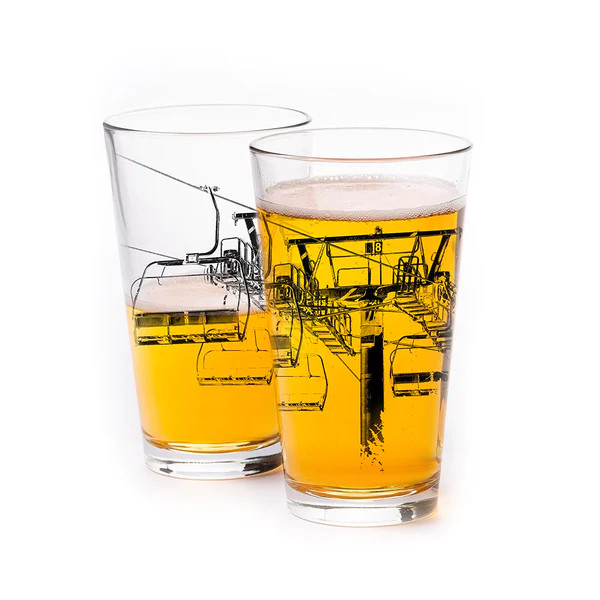 Ski Lift Pint Glass | Black Lantern | The Penguin Gallery