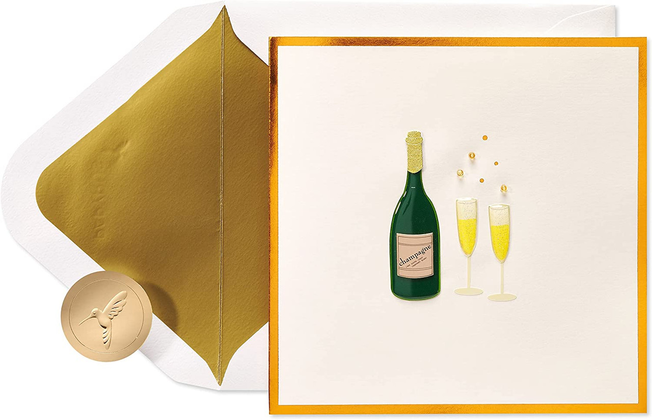 Champagne Bottle Anniversary Card - Penguin Gallery