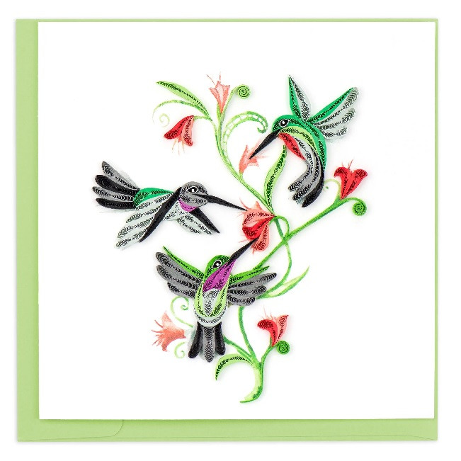 Quilled Hummingbird Trio Card | Quilling Card | The Penguin Gallery
