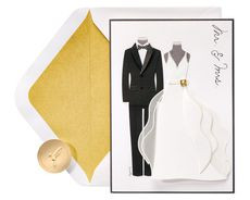 Modern Bride and Groom Wedding Card| Papyrus | The Penguin Gallery