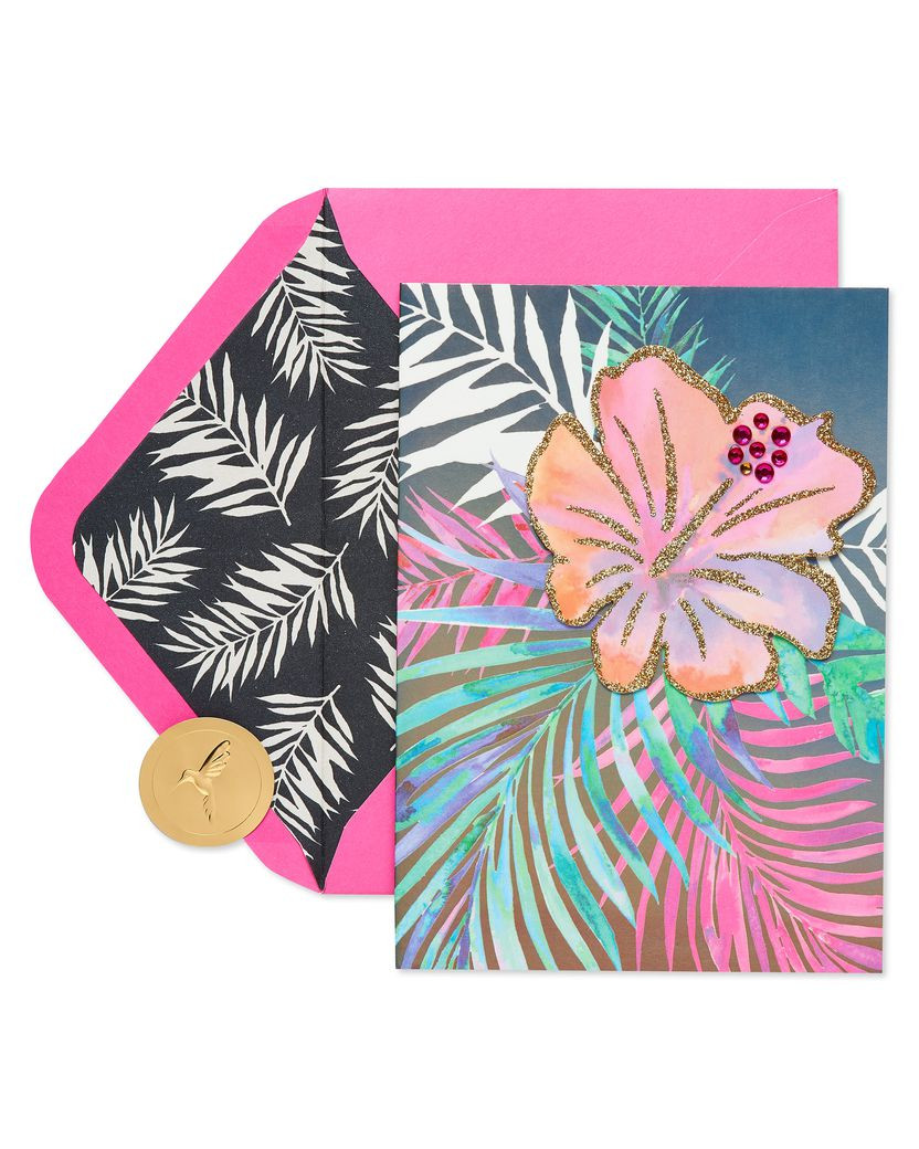 Tropical Art on Black Greeting Card| Papyrus | The Penguin Gallery