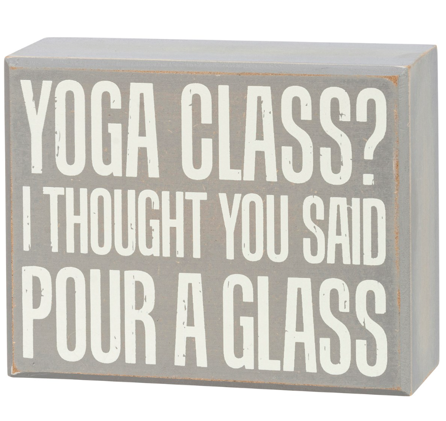 Yoga Class Wooden Box Sign - Penguin Gallery
