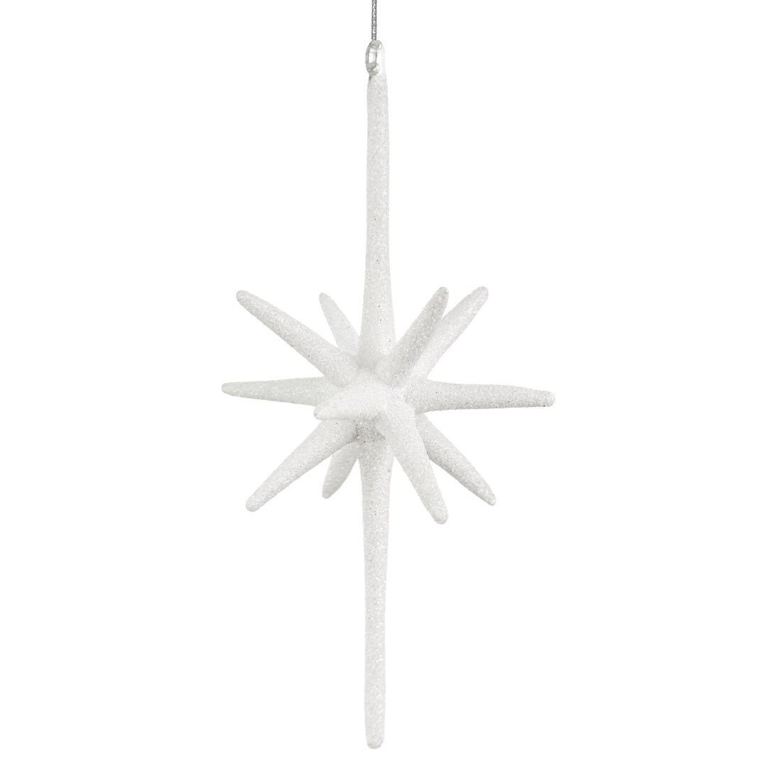 Glittered White Long Star 3D Ornament| Shishi | The Penguin Gallery