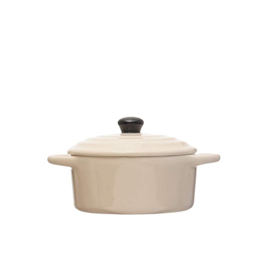 1 Cup Cream Stoneware Mini Baker with Lid | Creative Co-op | The ...