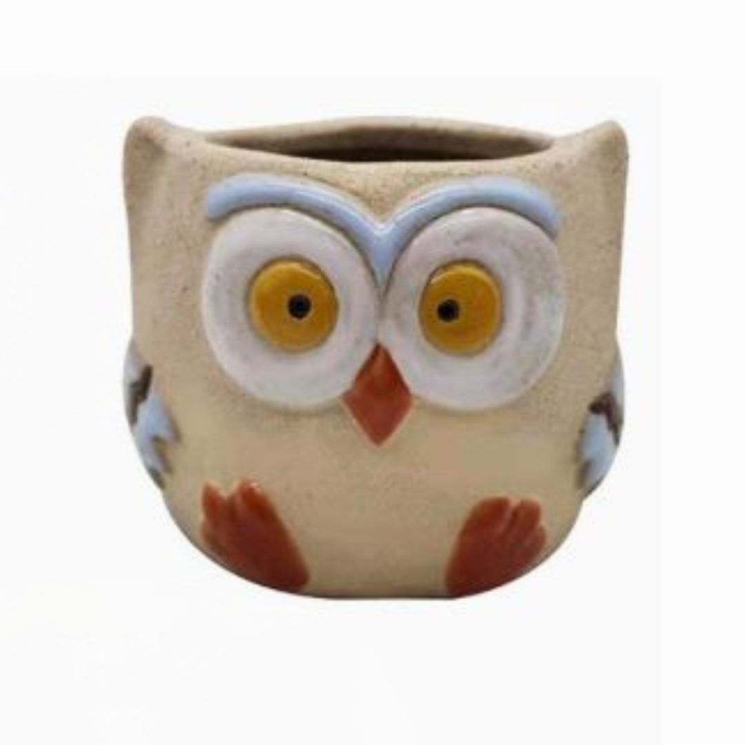 5"White Glazed Animal Owl Planter | Lotus International | The Penguin ...