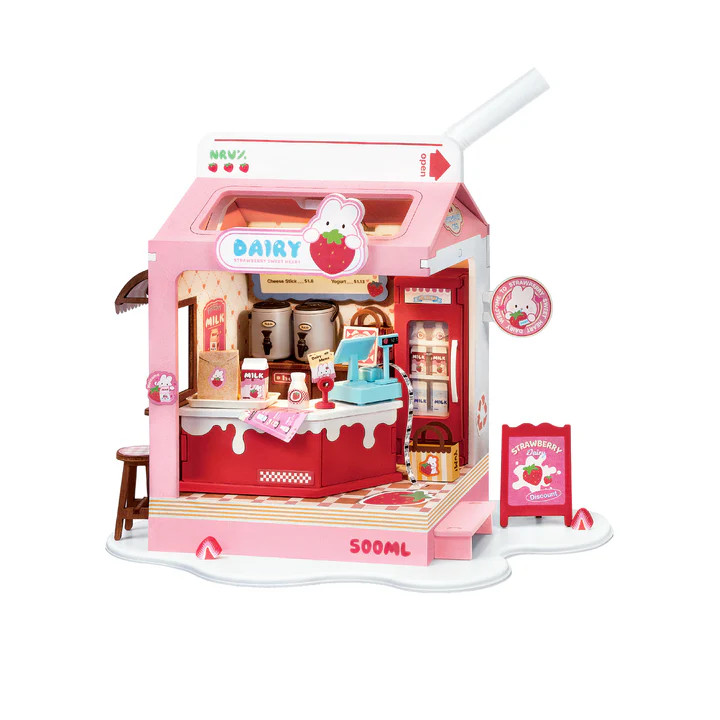 DIY Miniature House Kit: Strawberry Milk Box | Hands Craft | The ...