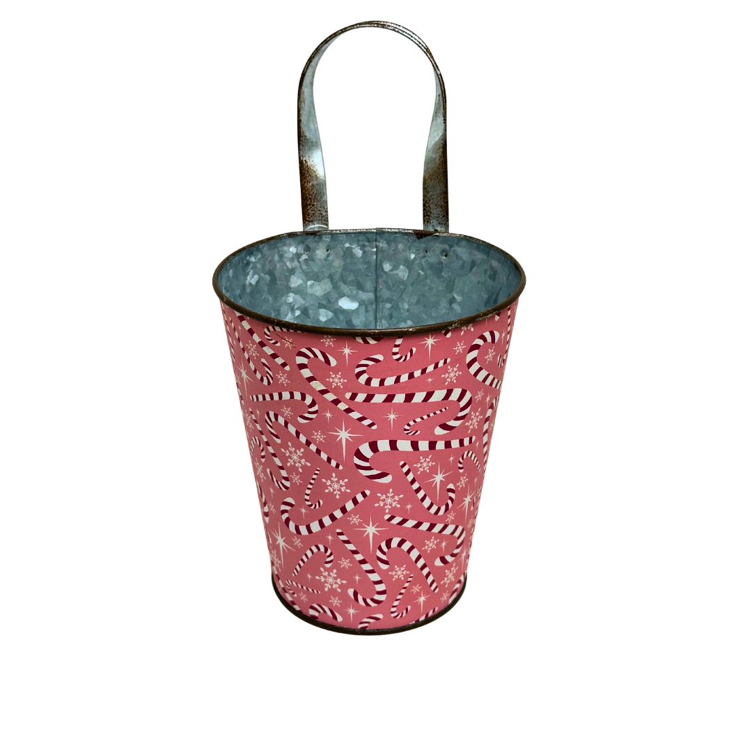 Candy Cane Wall Bucket | Primitives by Kathy | The Penguin Gallery