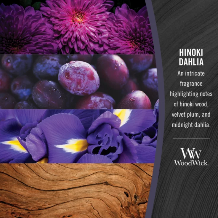 Hinoki Dahlia Hourglass Candle- Medium | WoodWick | The Penguin Gallery