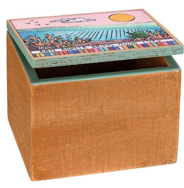 Sea Shells Bring Good Luck Hinged Box - Penguin Gallery