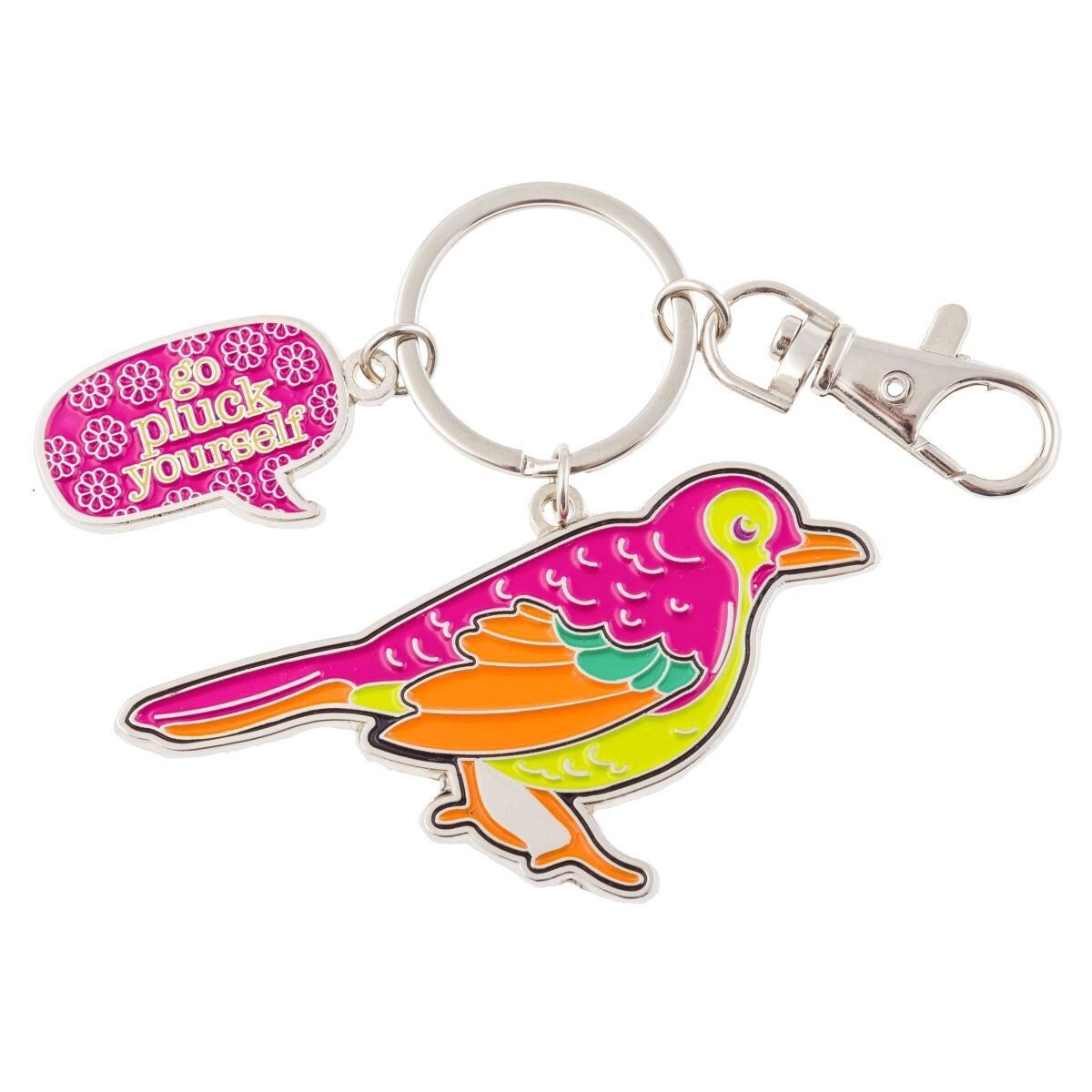 Enamel Bird Go Pluck Keychain| Karma | The Penguin Gallery