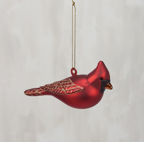 Glass Cardinal Ornament| Primitives by Kathy | The Penguin Gallery