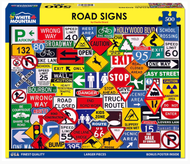 Road Signs 500 Piece Puzzle | White Mountain Puzzles | The Penguin Gallery