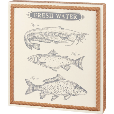 Fresh Water Fish Box Sign| Primitives by Kathy | The Penguin Gallery