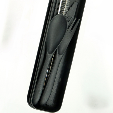 Black On the Go Straw & Utensil Set | Krumbs Kitchen | The Penguin Gallery