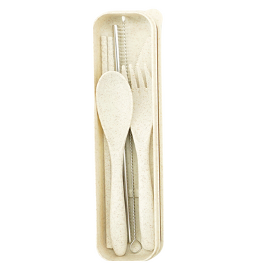 On the Go Straw & Utensil Set White | Krumbs Kitchen | The Penguin Gallery