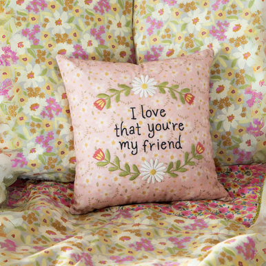 Giving Friend Embroidered Pillow | Natural Life | The Penguin Gallery