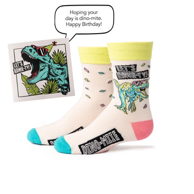 Let's Rawr-ty Dino Birthday Card Kid's Sock Set | Two Left Feet | The ...