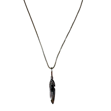 Feather with Onyx Silver Necklace | Fine Global Arts | The Penguin Gallery