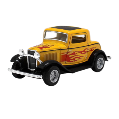 Yellow Ford Coupe with Flames | Kinsmart Die Cast | The Penguin Gallery