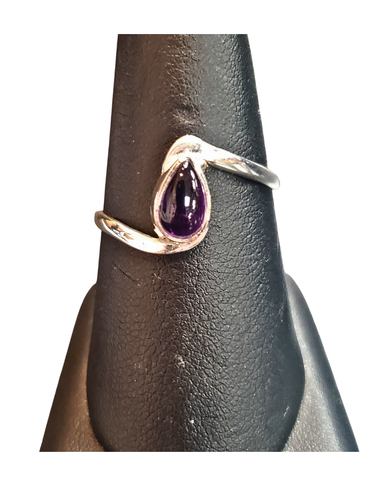 Amethyst tear wrap Silver Ring S5 | Designs by Monica | The Penguin Gallery